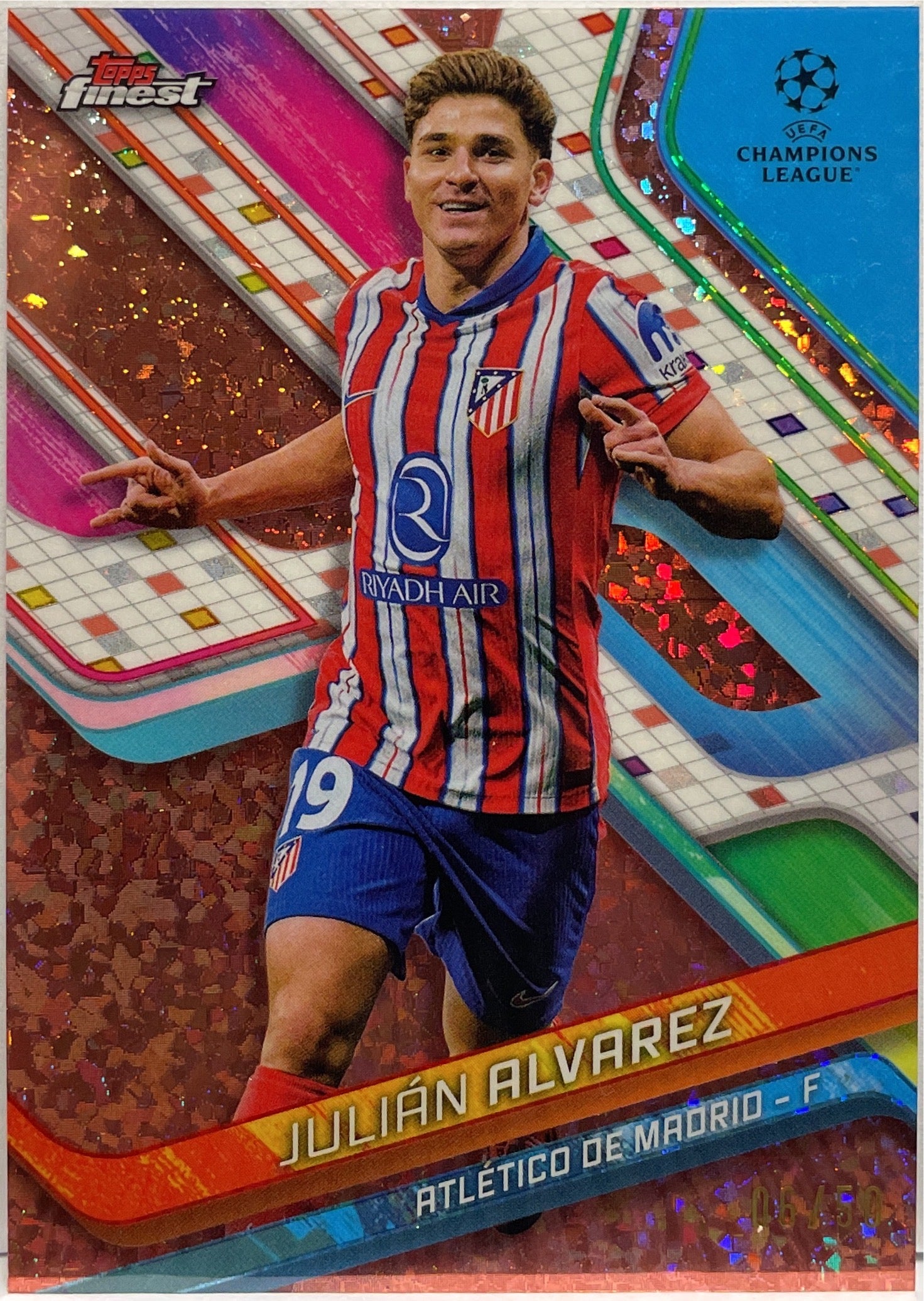 Julian Alvarez 6/50 Gold Mini Diamond Topps Finest UCC 2024/25 – ScCards