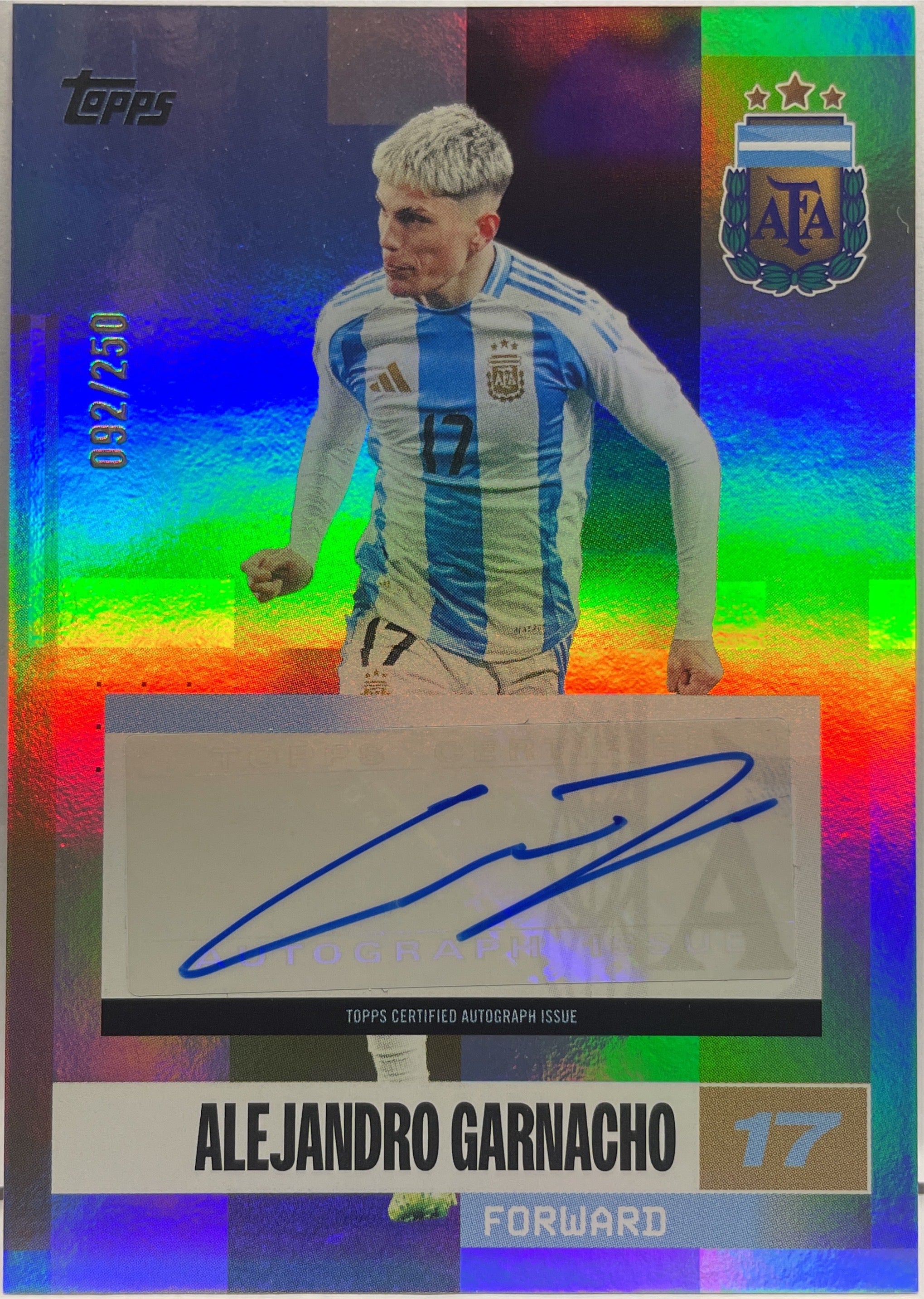 Alejandro Garnacho 92/250 Autograph Topps Argentina Team Set 2024/25 ...