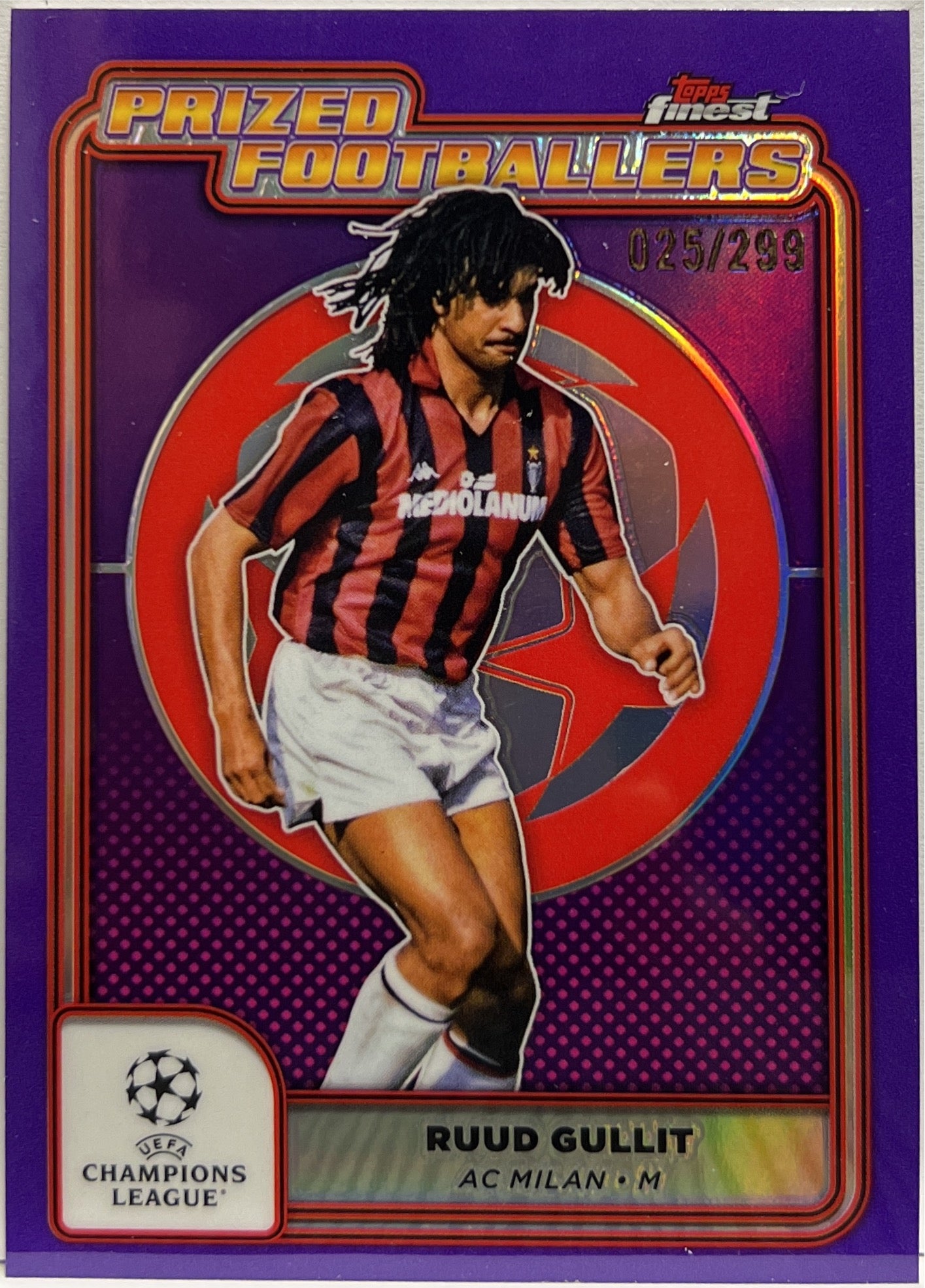 Ruud Gullit 25/299 Prized Footballers Purple Topps Finest UCC 2024/25 ...