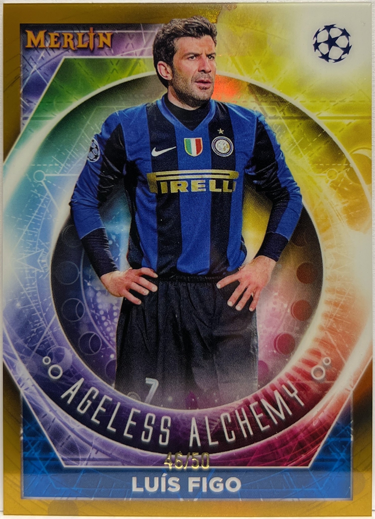 Luis Figo 46/50 Ageless Alchemy Gold Topps Chrome Merlin 2022/23 – ScCards