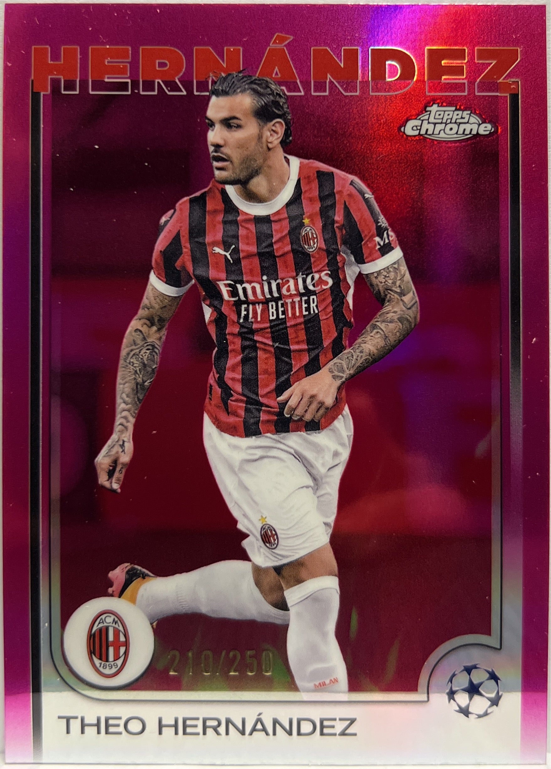 Theo Hernandez 210/250 Pink Topps Chrome UCC 2024/25 – ScCards