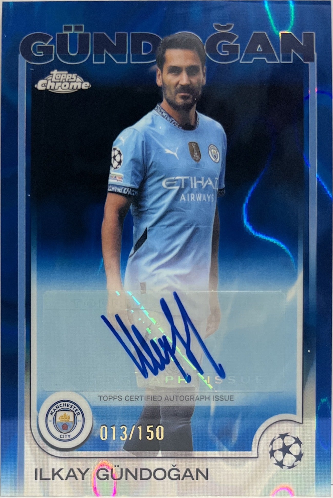 Ilkay Gundogan 13/150 Autograph Blue Lava Topps Chrome UCC 2024/25 ...
