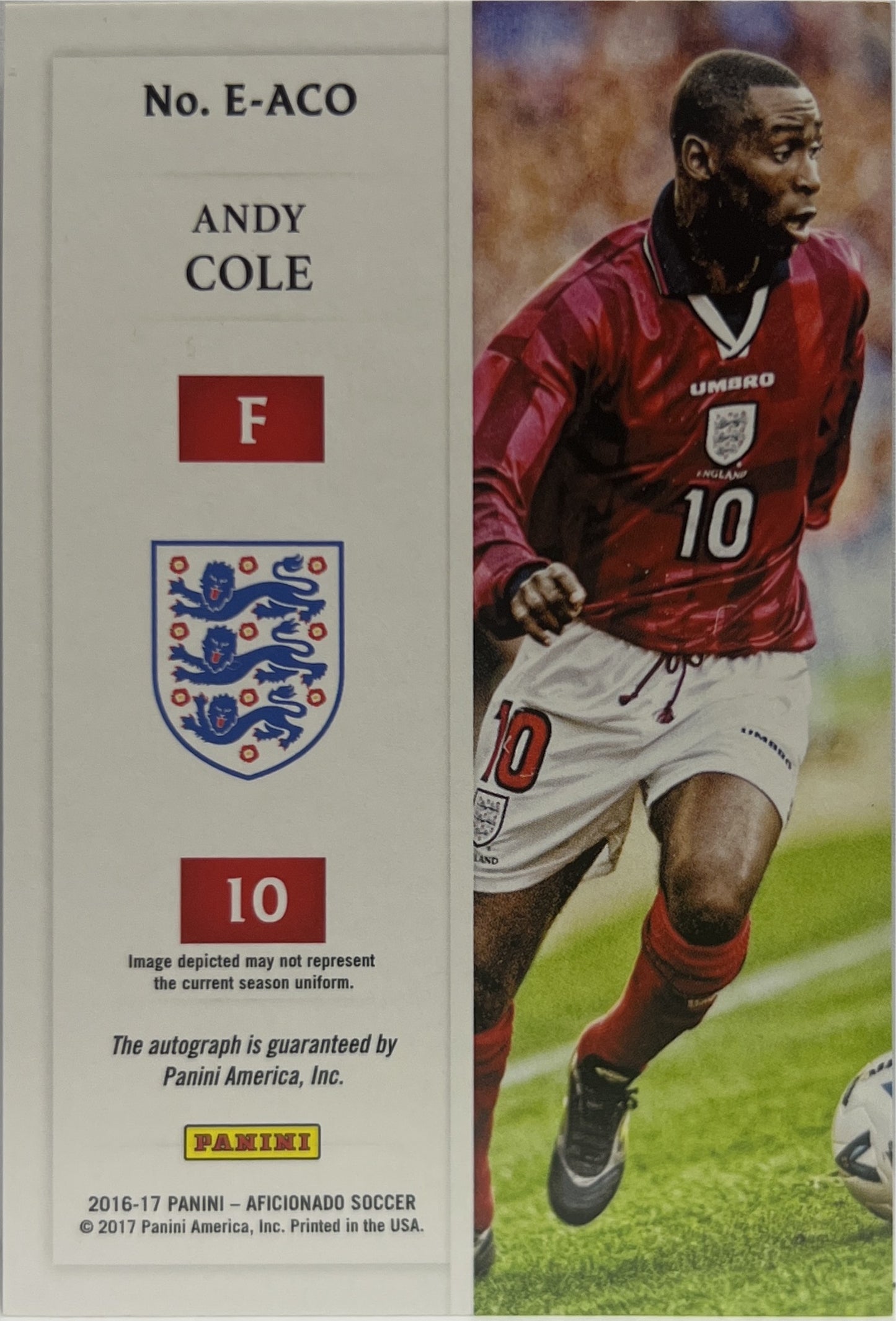 Andy Cole Autograph Endorsements Artist's Proof Panini Aficionado 2016 ...