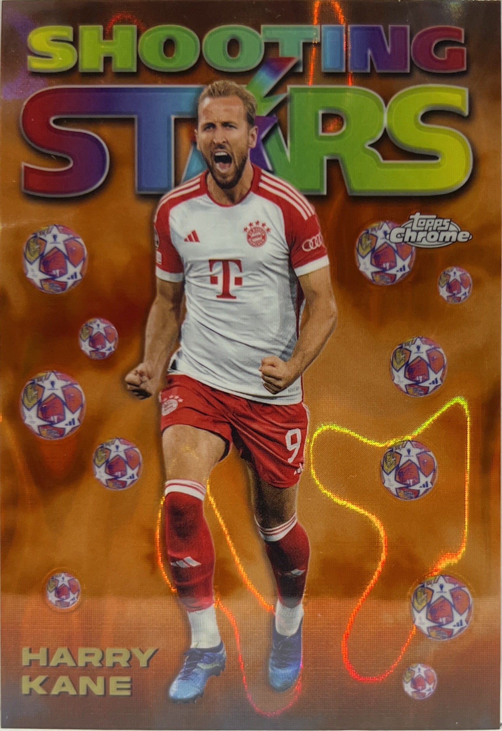 Harry Kane Shooting Stars Orange Wave Topps Chrome UCC 2023/24 – ScCards