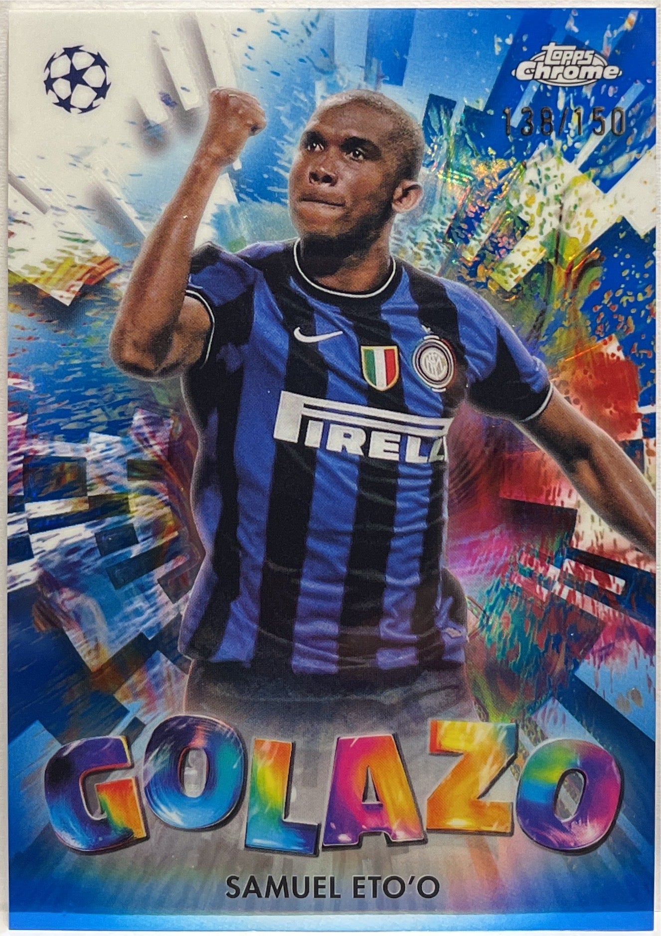 Samuel Eto'O 138/150 Golazo Blue Topps Chrome UCC 2024/25 – ScCards