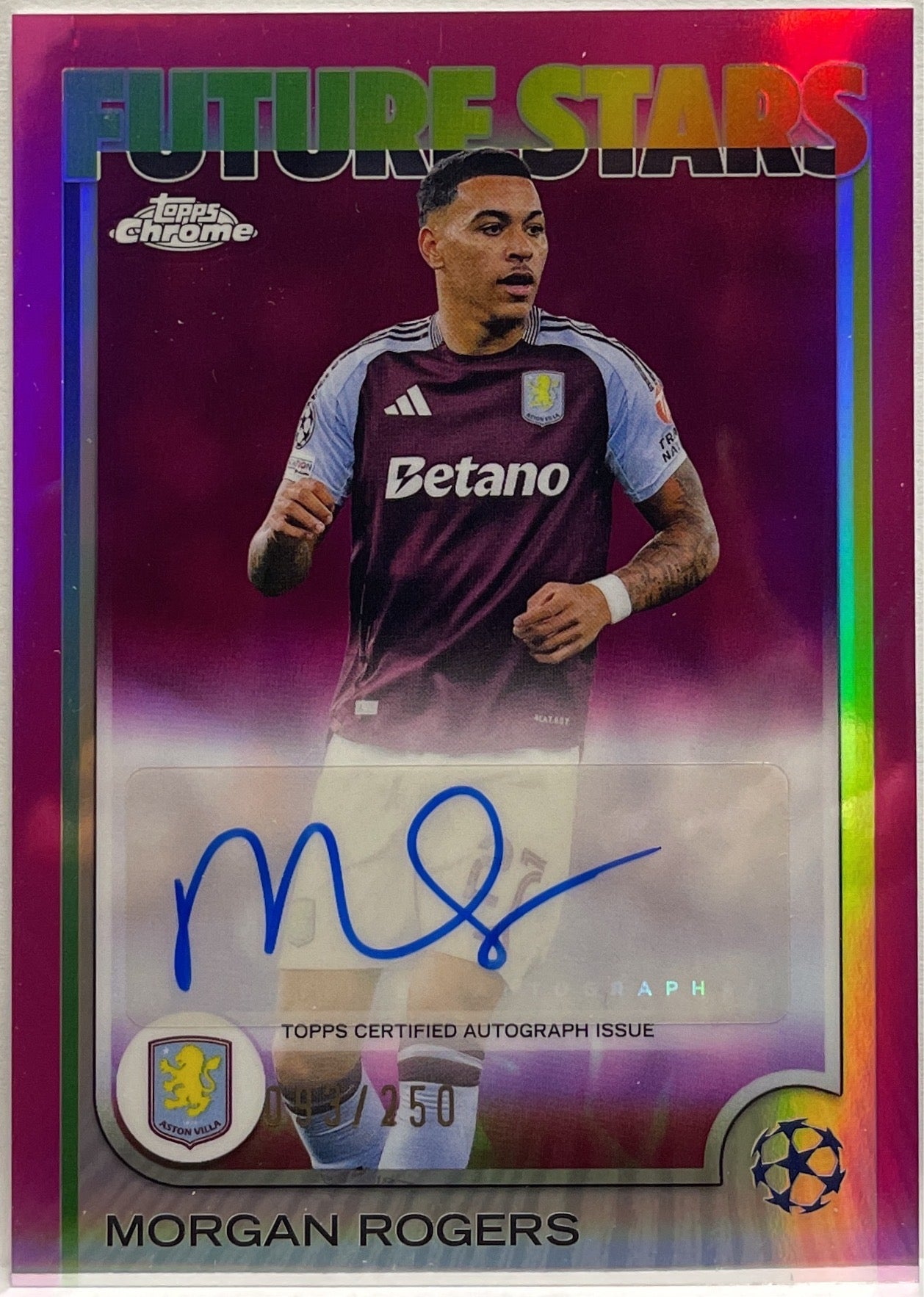 Morgan Rogers 93/250 Autograph Future Stars Pink Topps Chrome UCC 2024 ...